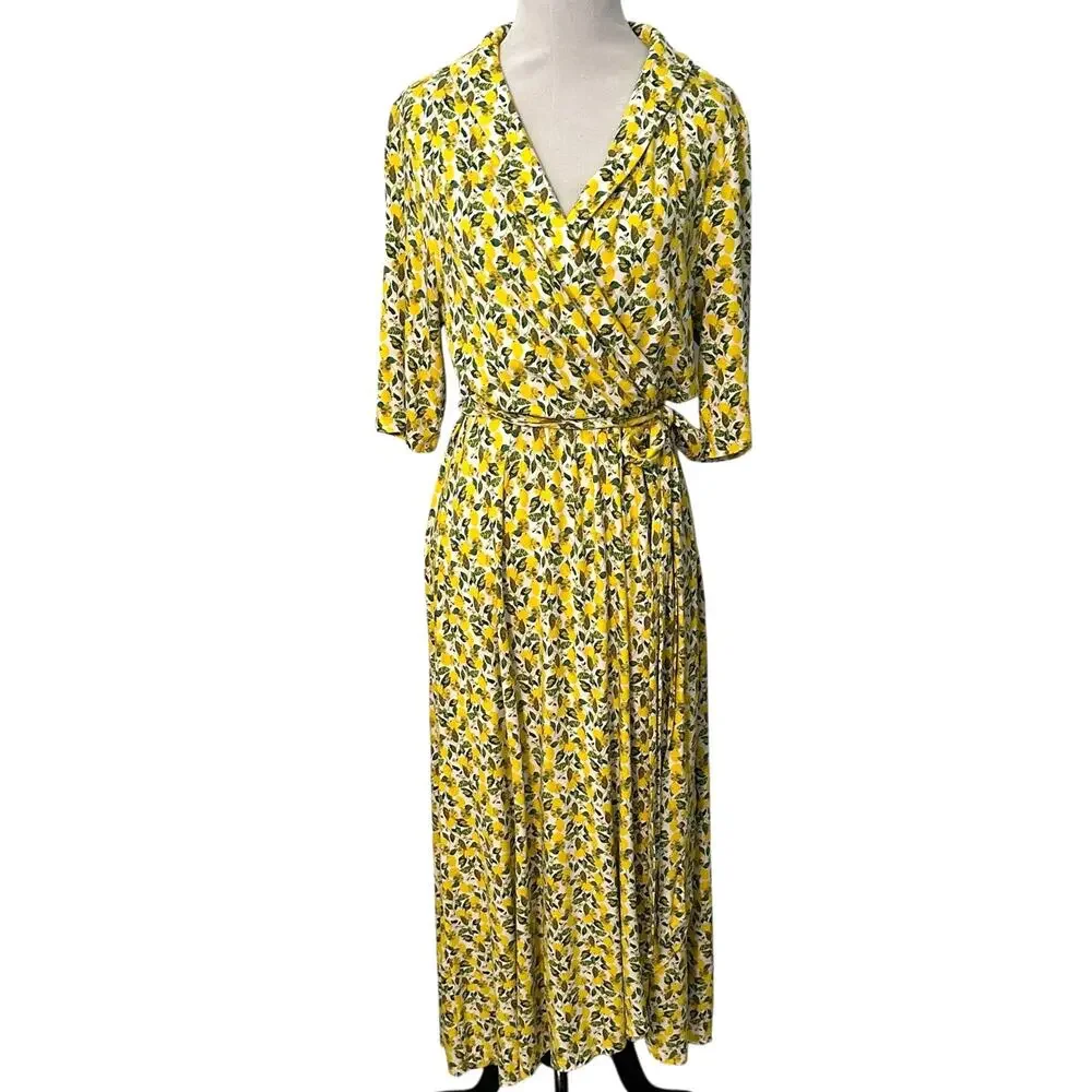 Boden | Dresses | Boden Lavinia Wrap Midi Dress Womens Size 4r Lemon ...